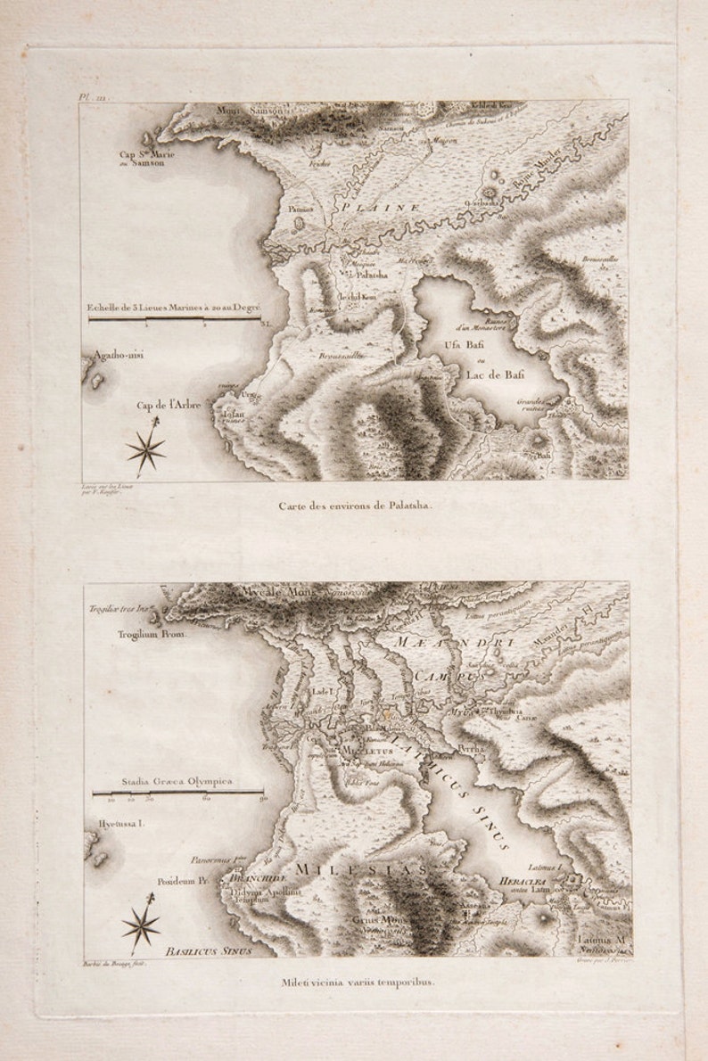 Antique Map of Heraclea Near Lake Bafa in Greek Times, Antique Original ...