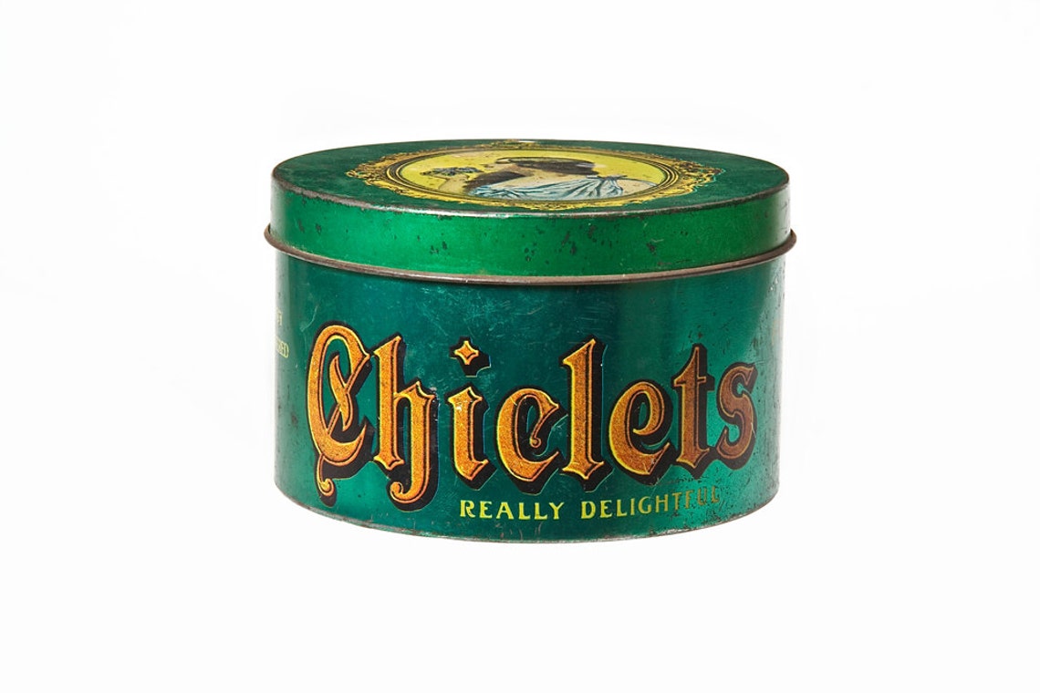 Caja de lata vintage Chiclets chicle caramelo galleta galleta joyería ...
