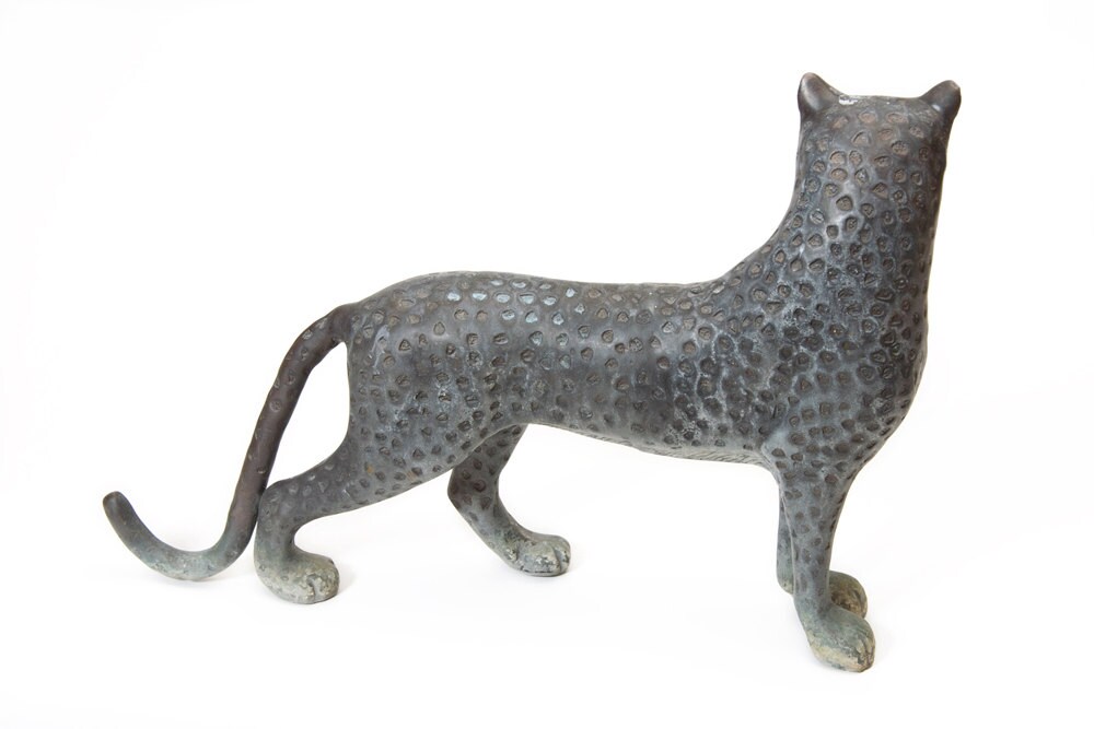 Bronze Animal Sculpture Leopard, Figurine Handcrafted Decorative Statue ...
