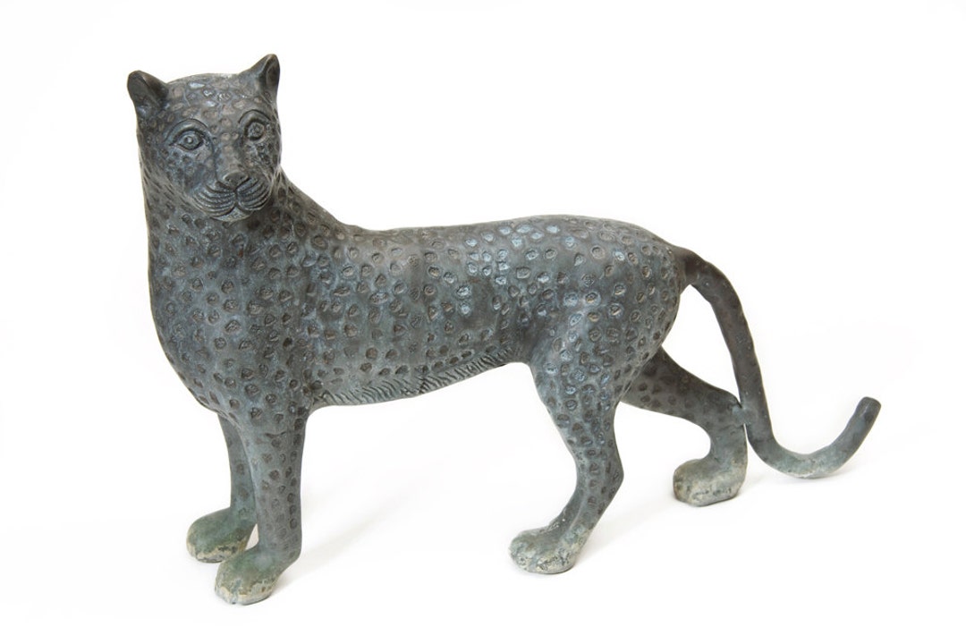Bronze Animal Sculpture Leopard, Figurine Handcrafted Decorative Statue ...
