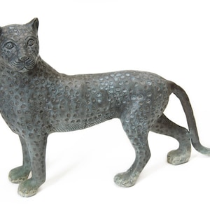Bronze Animal Sculpture Leopard, Figurine Handcrafted Decorative Statue ...