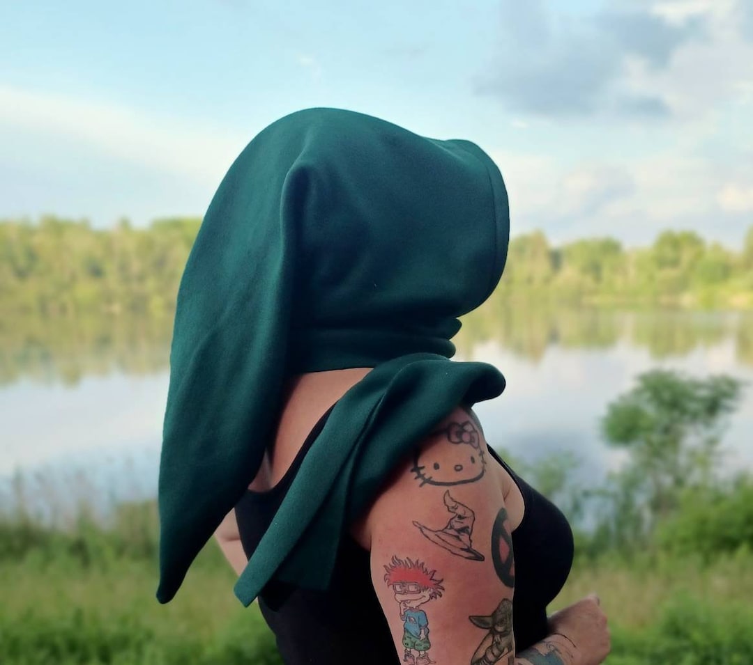 Long Elven Wizard Hoodie Scarf Fantasy Liripipe Hat, Larping Gear ...