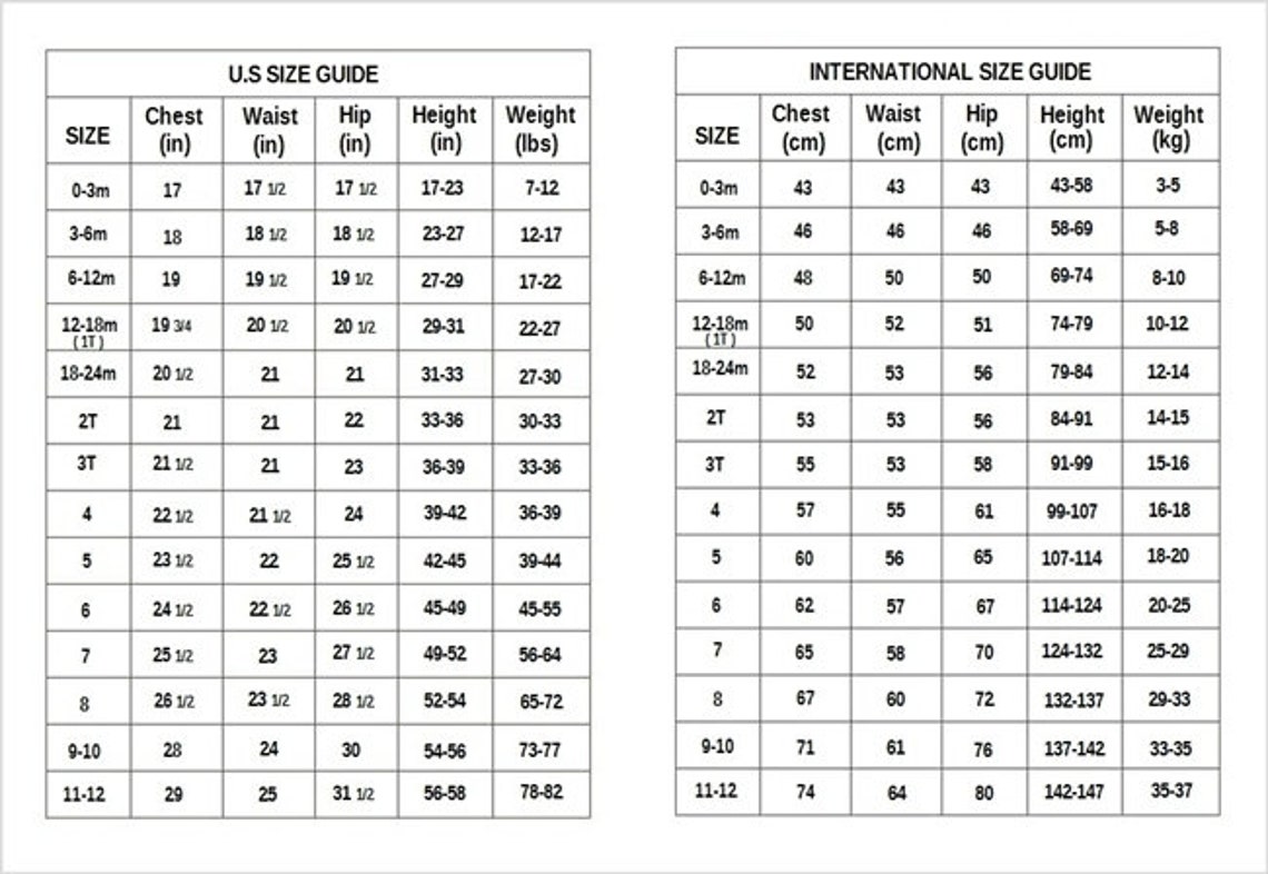 Customize Your Order and Size Chart - Etsy