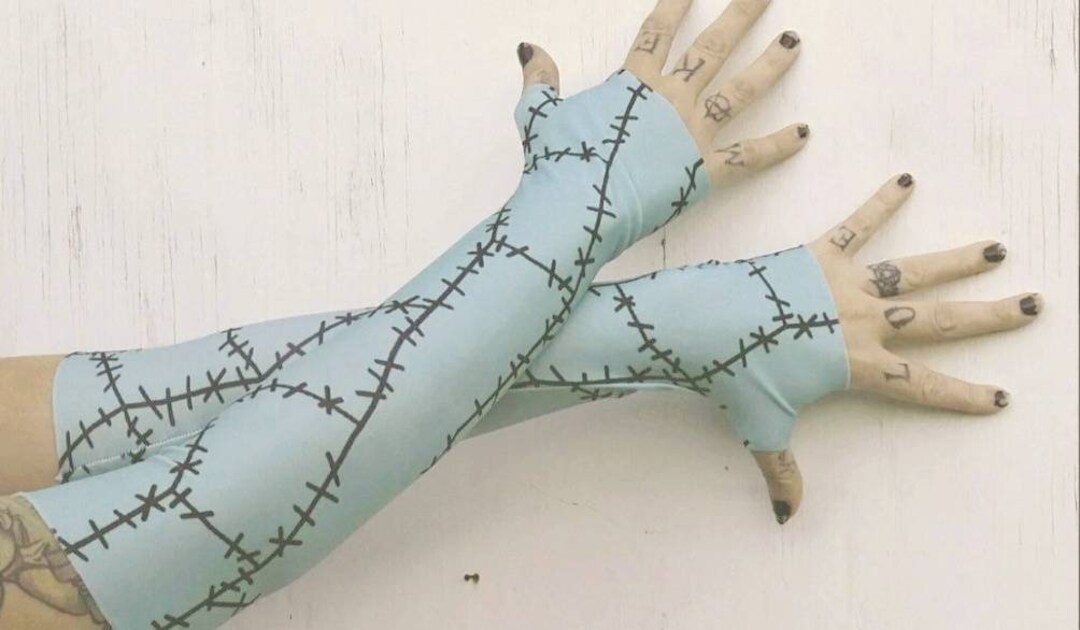 Ragdoll Stitches Long Fingerless Gloves Sally / Frankie Stein Inspired ...