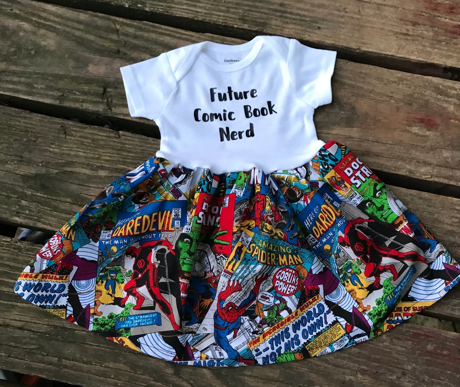 Future Comic Book Nerd Onesie Baby Dress, Toddler, or Kid Tshirt Dress ...