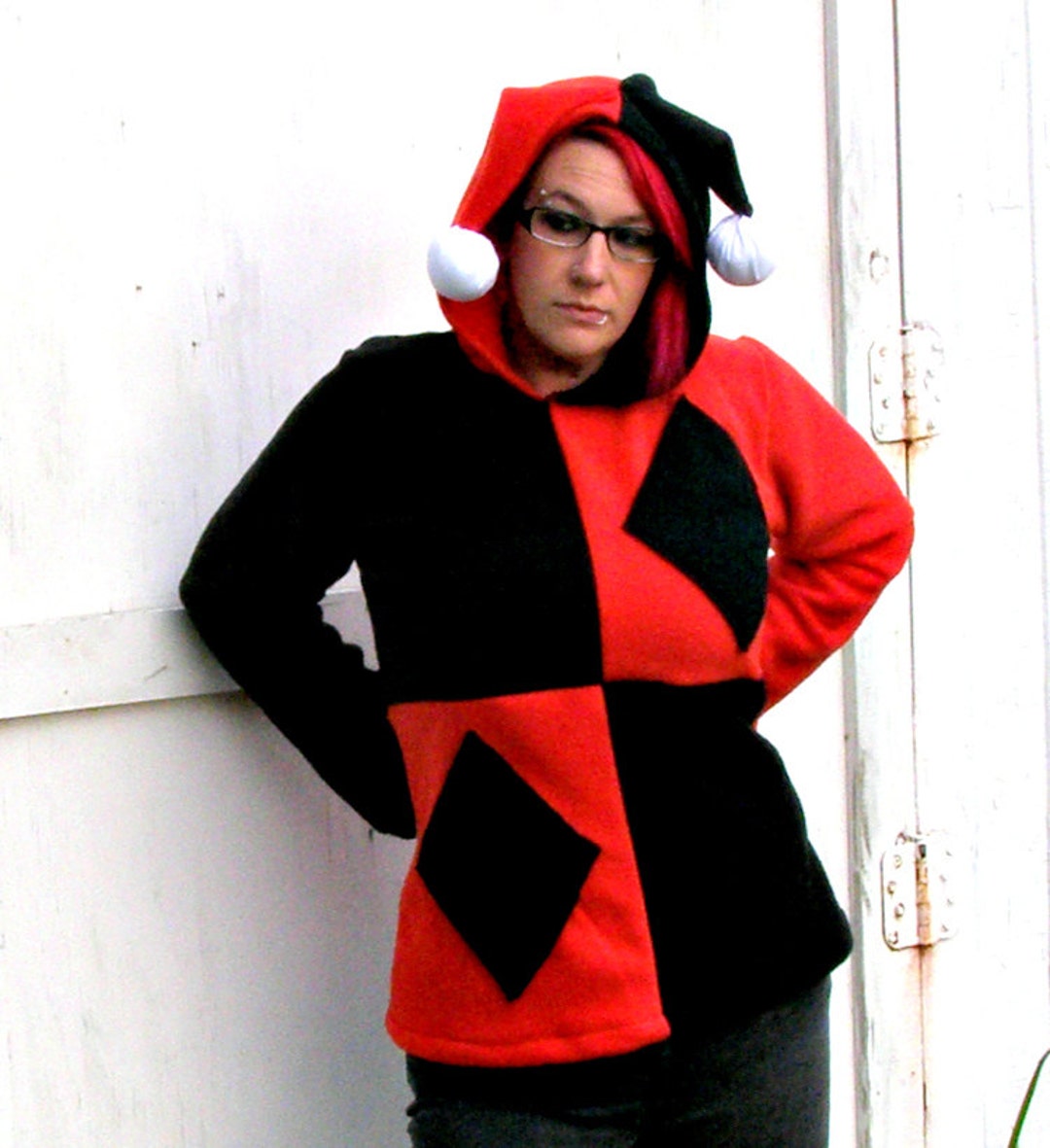 Harley Quinn Costume Cosplay Fleece Hoodie Halloween W Pockets - Etsy