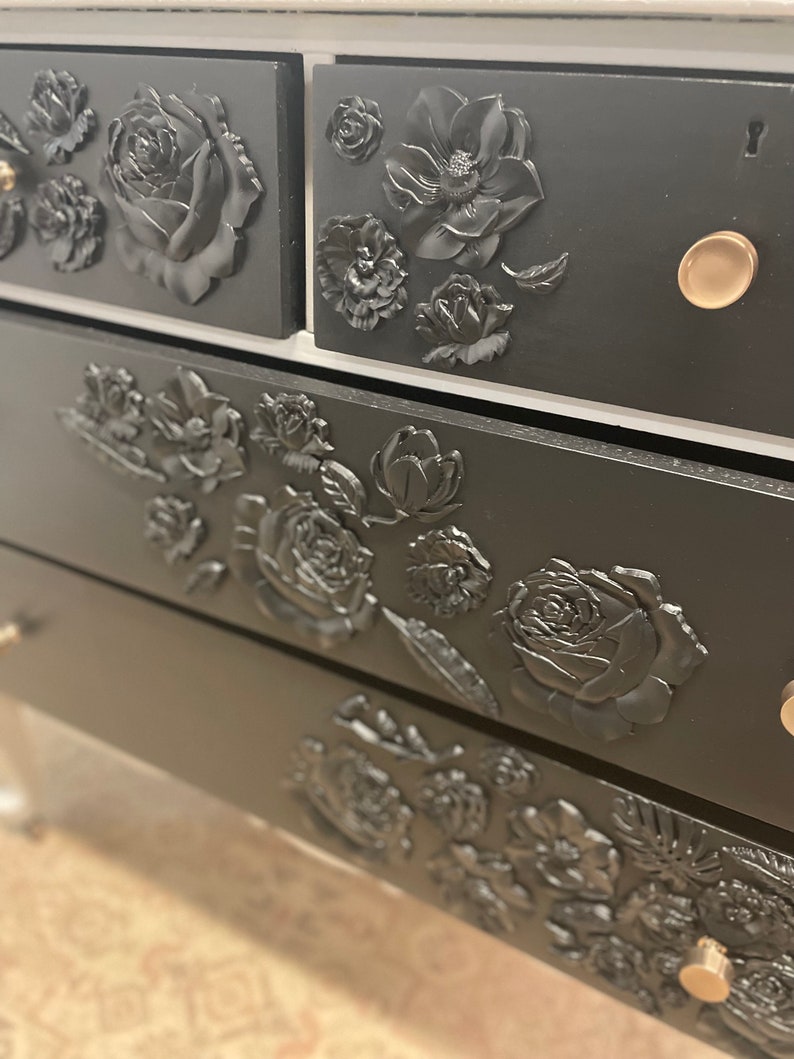 SOLD Gorgeous Dresser With Handmade 3D Flowers, Console, Flowers ...