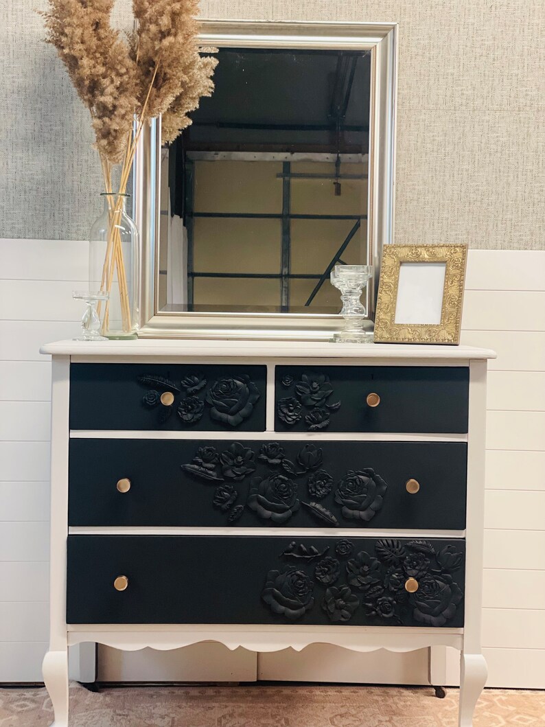SOLD Gorgeous Dresser With Handmade 3D Flowers, Console, Flowers ...