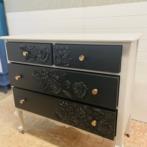 SOLD Gorgeous Dresser With Handmade 3D Flowers, Console, Flowers ...