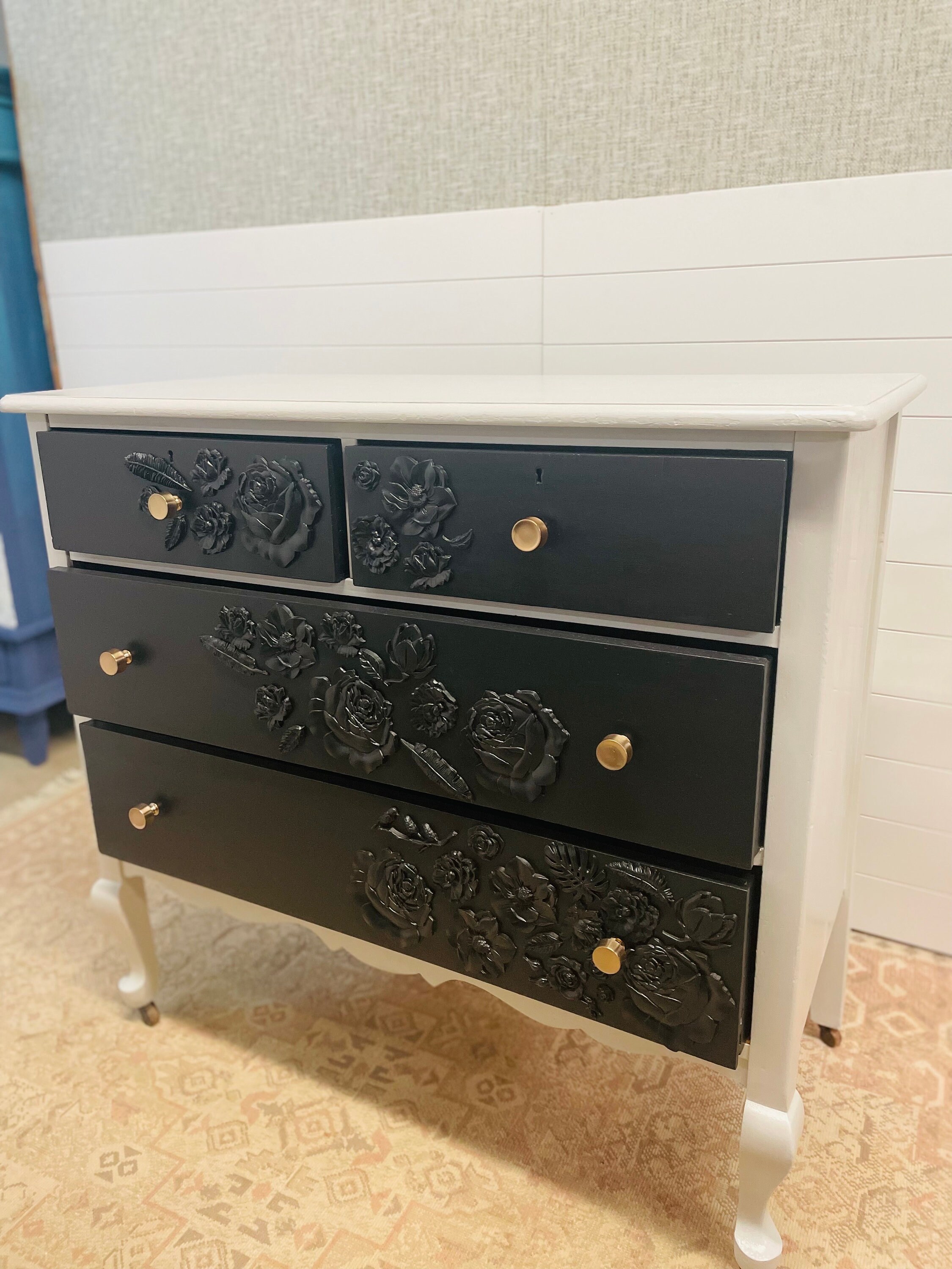 SOLD Gorgeous Dresser With Handmade 3D Flowers, Console, Flowers ...