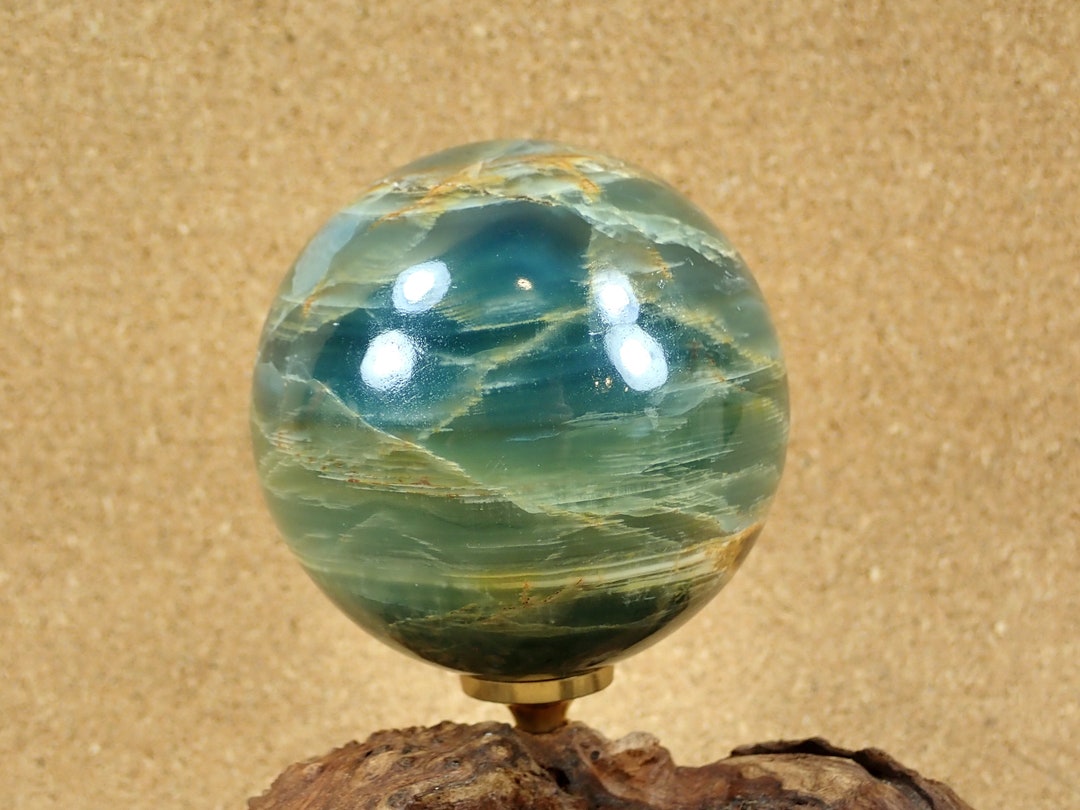 59mm Lemurian Blue Calcite Sphere Mineral Specimen Smooth Polished ...