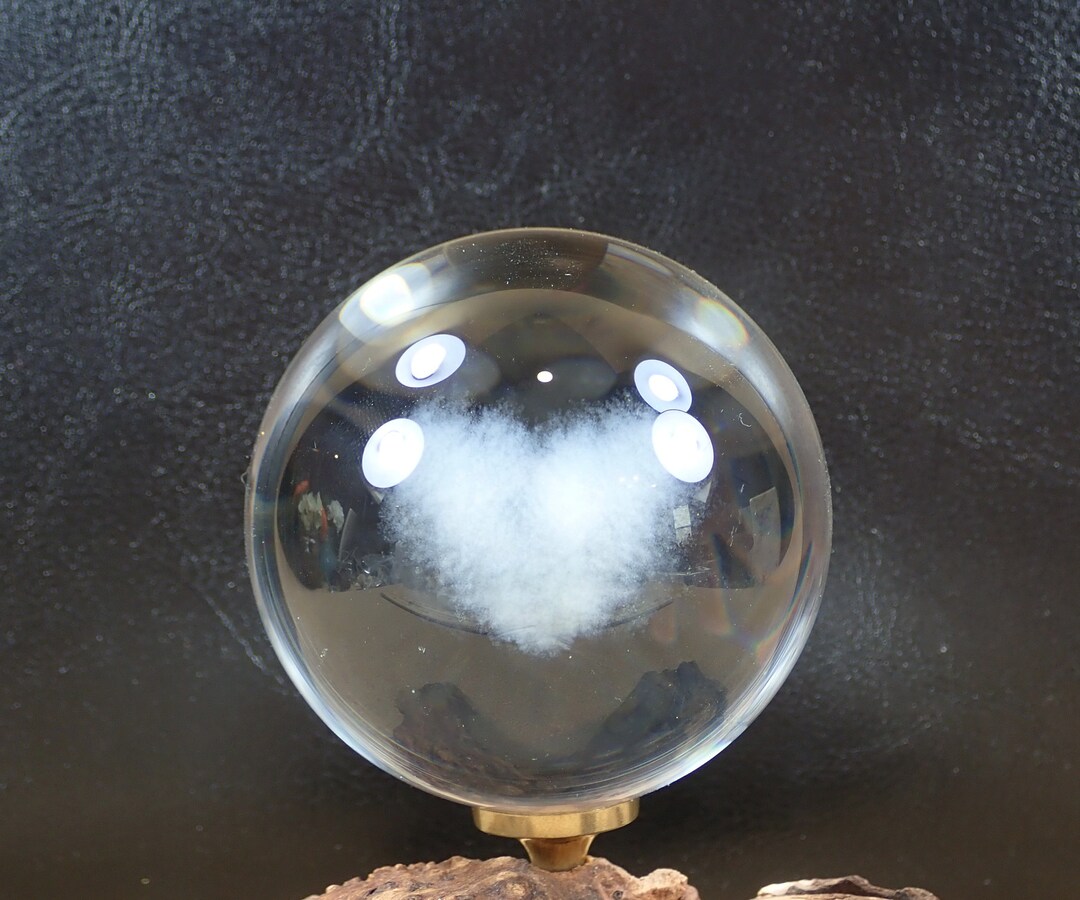 60mm Clear Glass Sphere With Heart Cloud - Smooth Round Polished ...