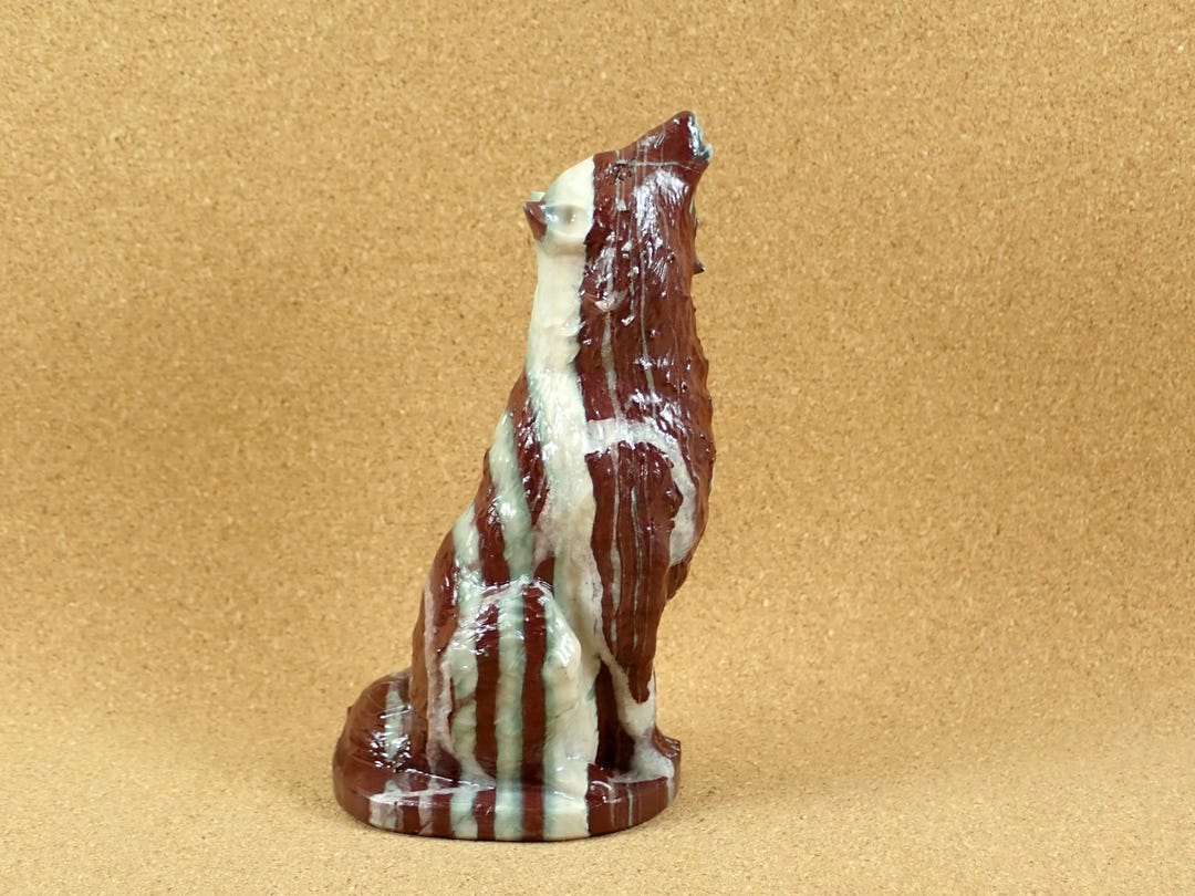 6in Chocolate Jasper Wolf - Smooth Standing Howling Wild Animal ...