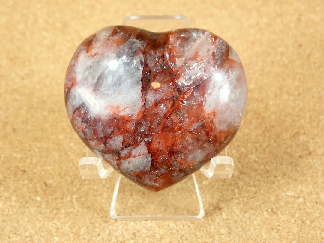 1.9in Hematoid / Fire Quartz Heart Mineral Specimen Smooth Heart Shaped ...