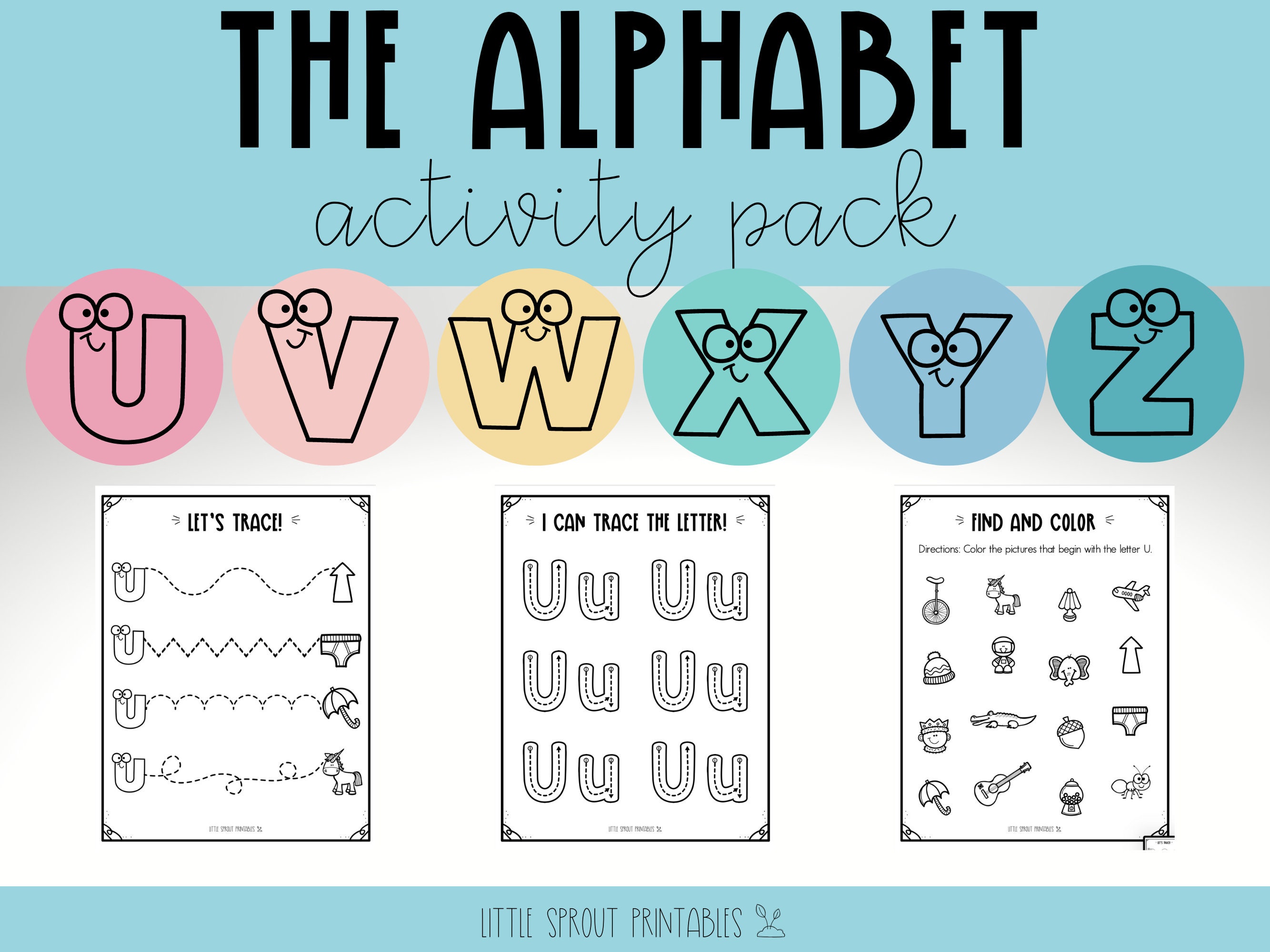Alphabet Activity Book Letters U-Z Preschool Worksheets Alphabet ...