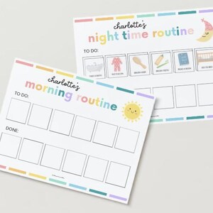 Printable Kids Daily Routine Chart | Toddler Morning Bedtime Routine ...