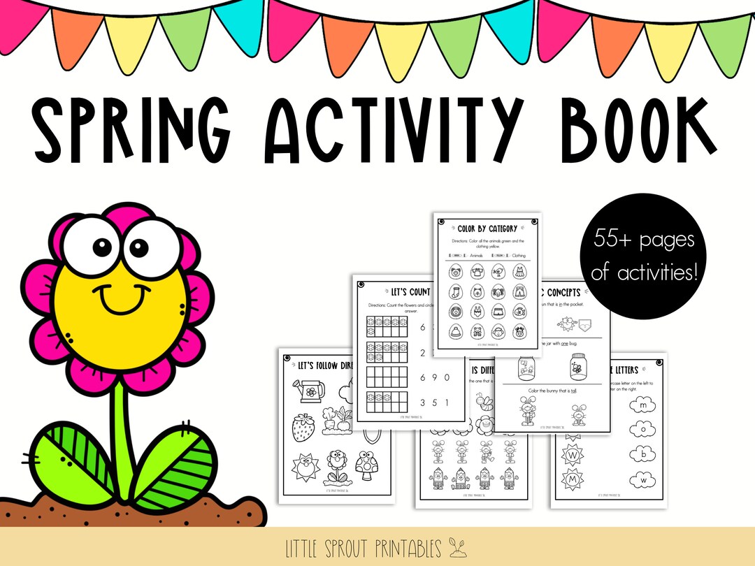 Spring Activity Book Preschool Worksheets Toddler - Etsy