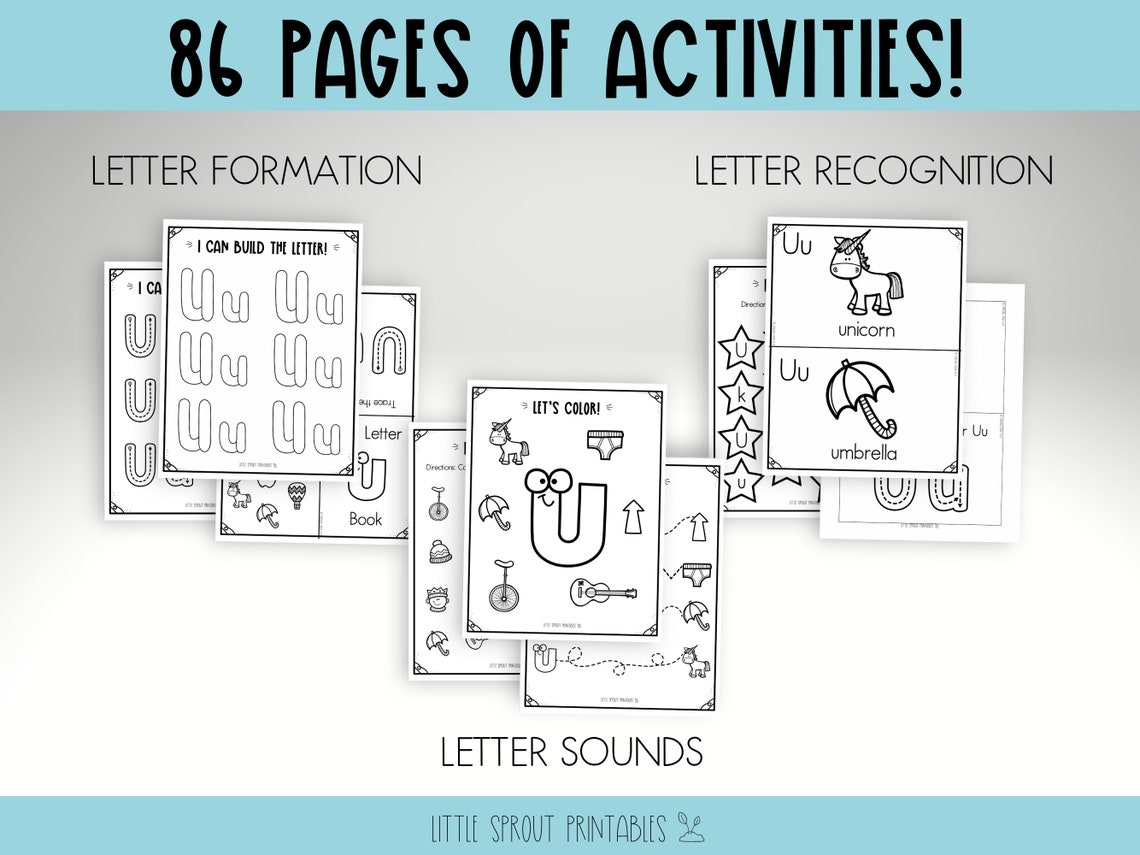 Alphabet Activity Book Letters U-Z Preschool Worksheets - Etsy