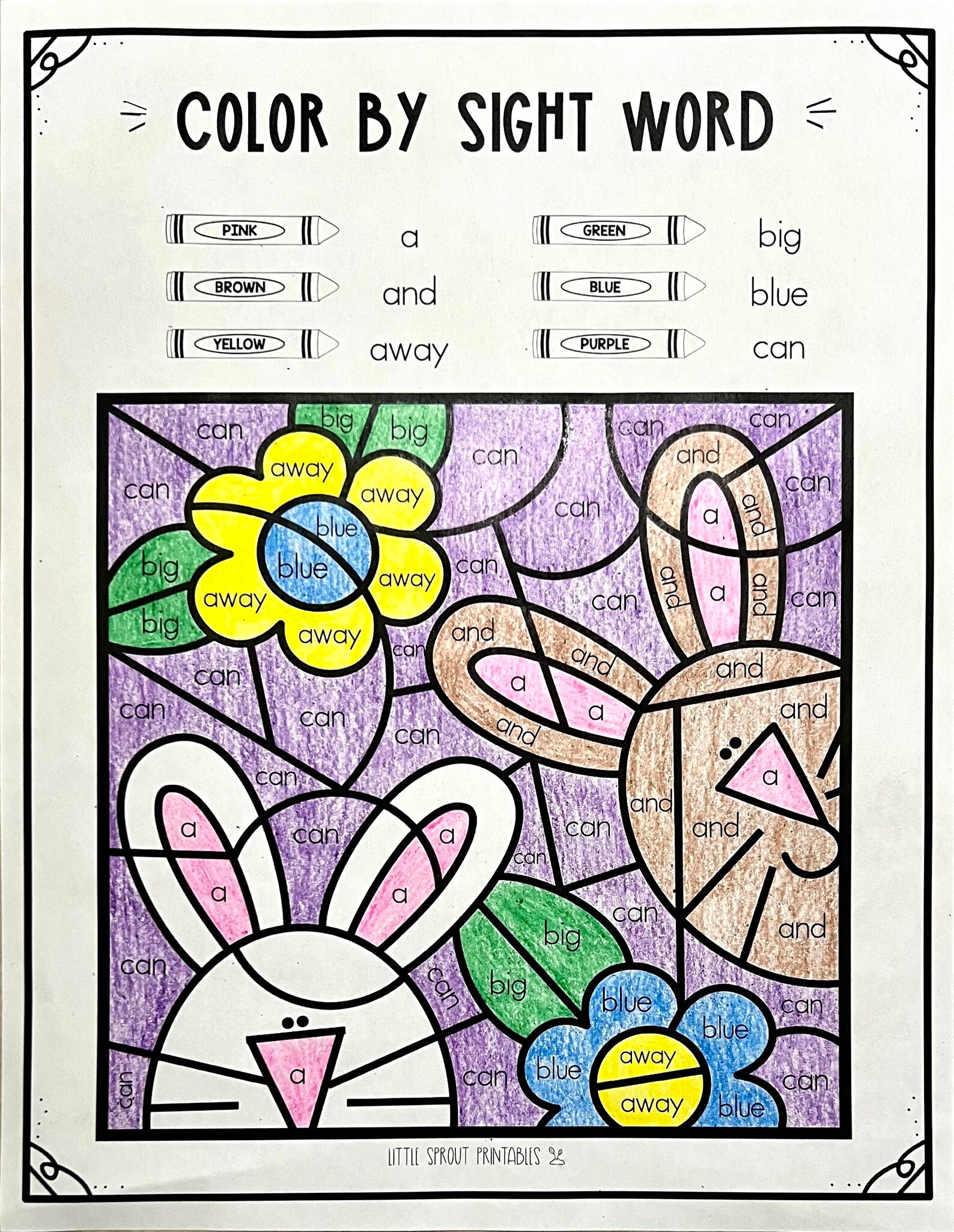 Color by Sight Word Sight Words Worksheets Toddler Activities Easter ...