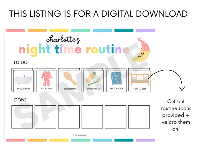 Printable Kids Daily Routine Chart | Toddler Morning Bedtime Routine ...