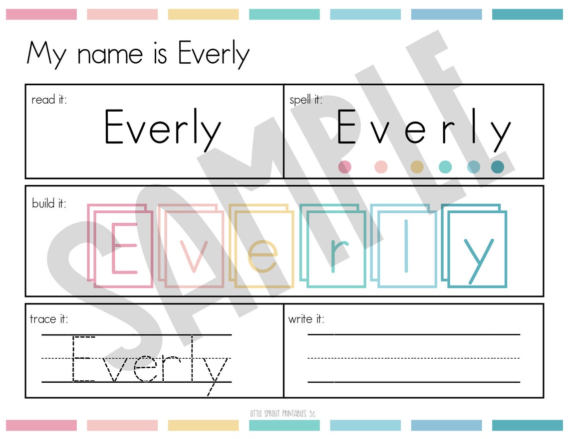 Personalized Name Recognition Mat: Homeschool Printable Activity ...