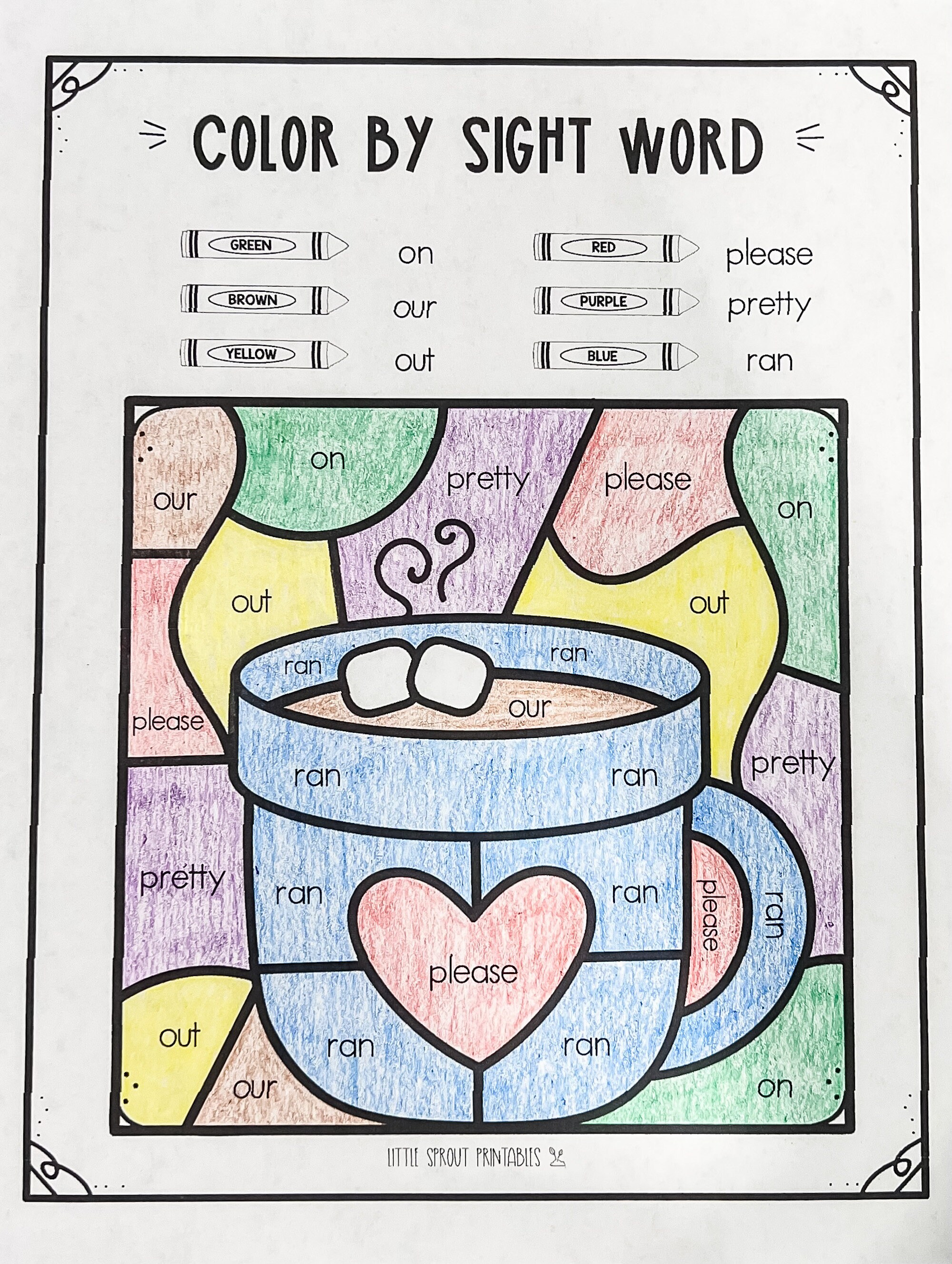 Color by Sight Word Sight Words Worksheets Toddler Activities Winter ...