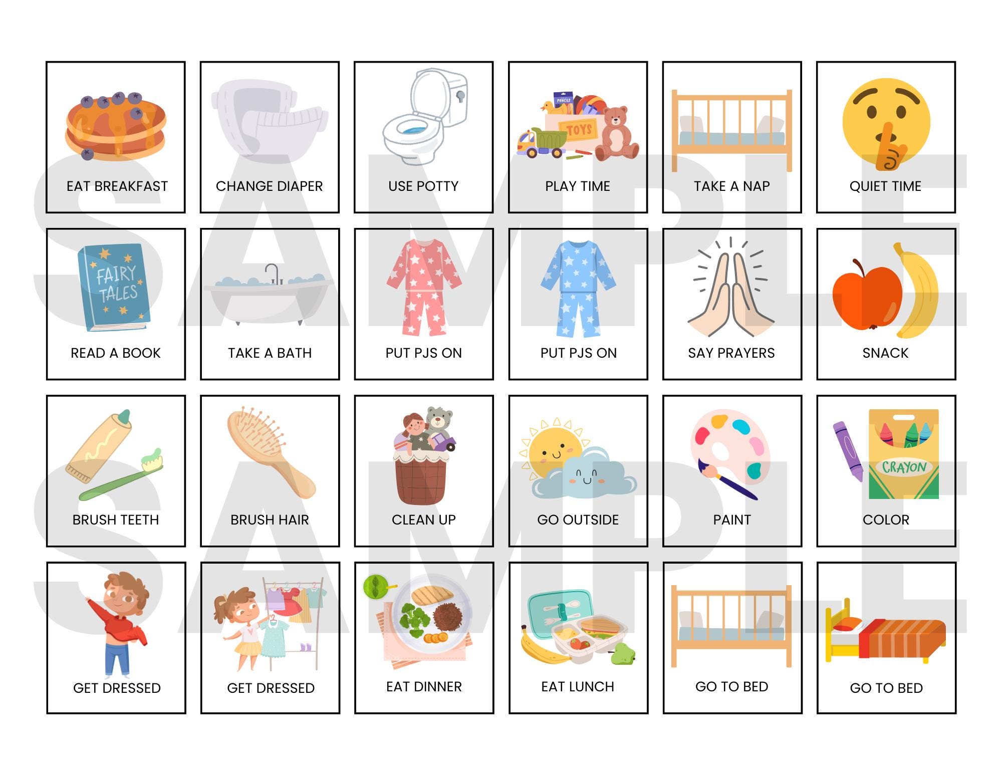 Kids Daily Routine Chart: Customizable Morning & Bedtime Visual ...