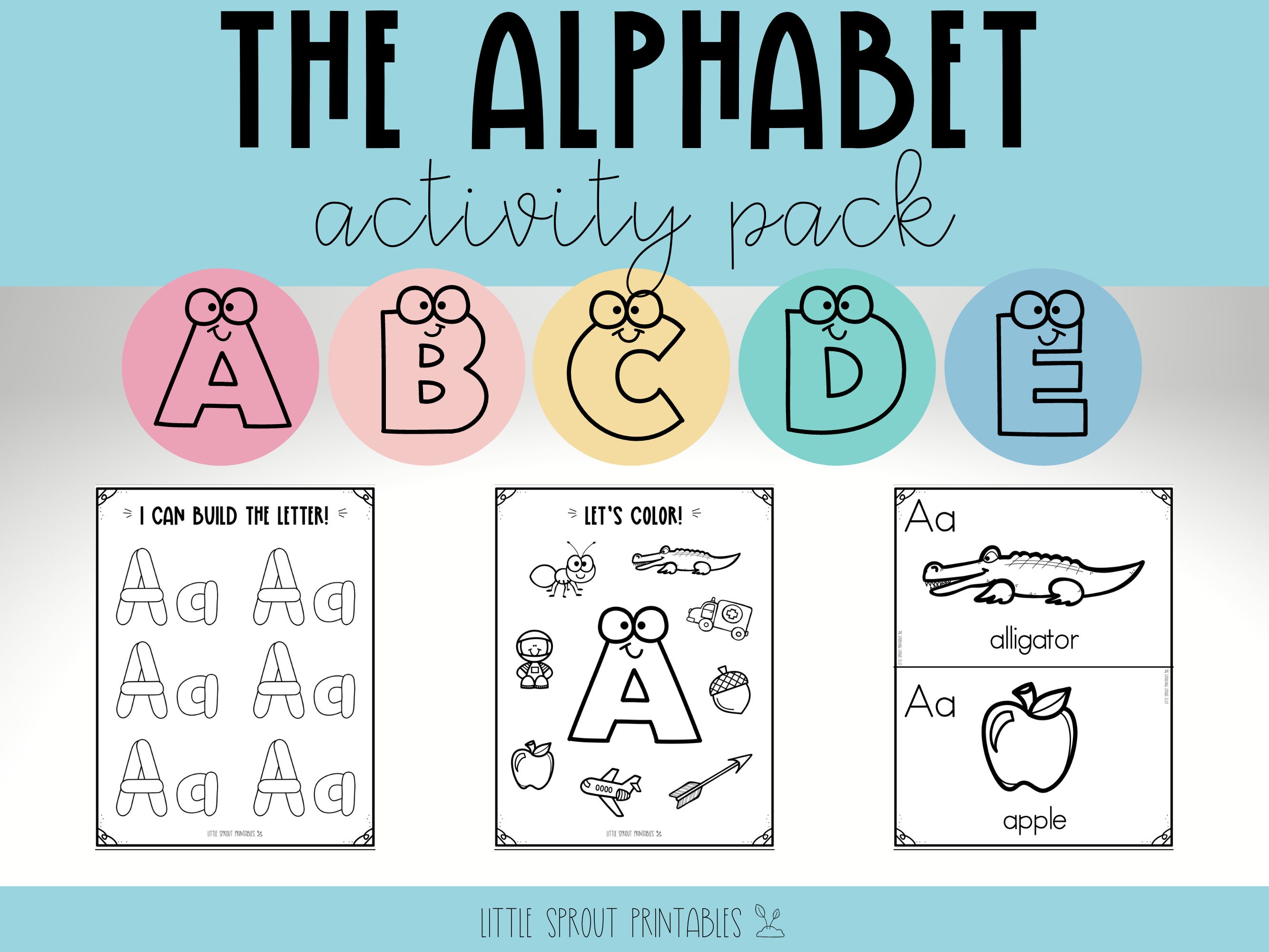 Alphabet Activity Book A-E: Preschool Learning (digital Download) - Etsy