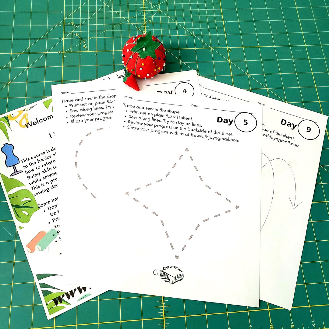 Beginner Sewing Practice Sheets, Printable Sewing Pages, Stitching ...