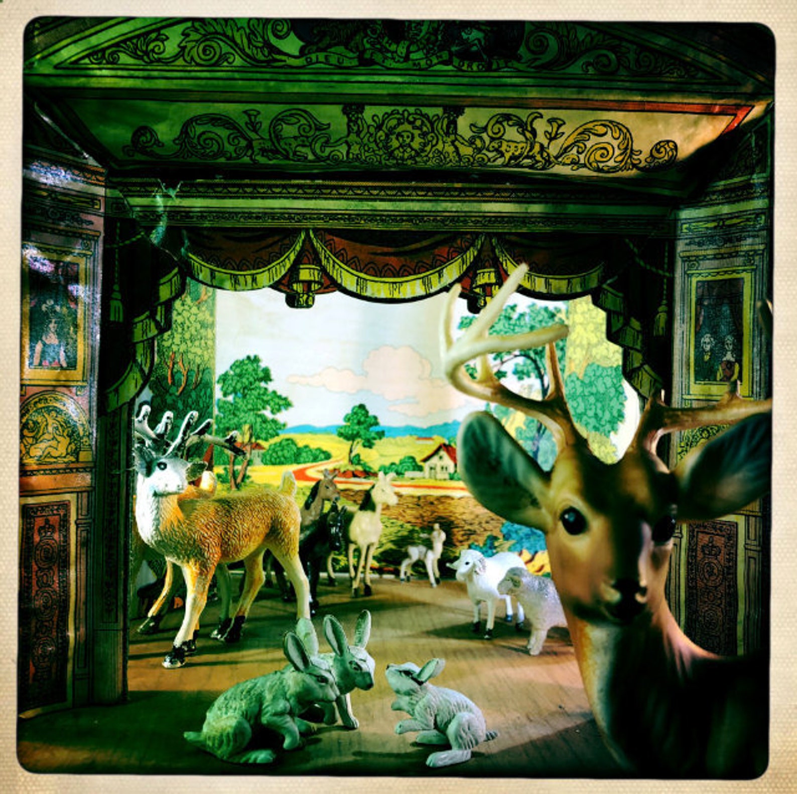 Animal Theater Photo Print Diorama Art Miniature Theater Stage With ...