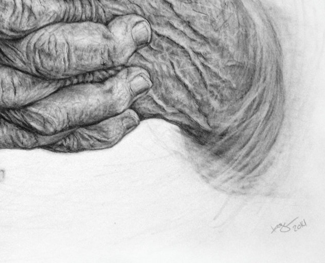 Inspirational Art Pencil Drawing Hands in Prayer With Rosary. Realistic ...
