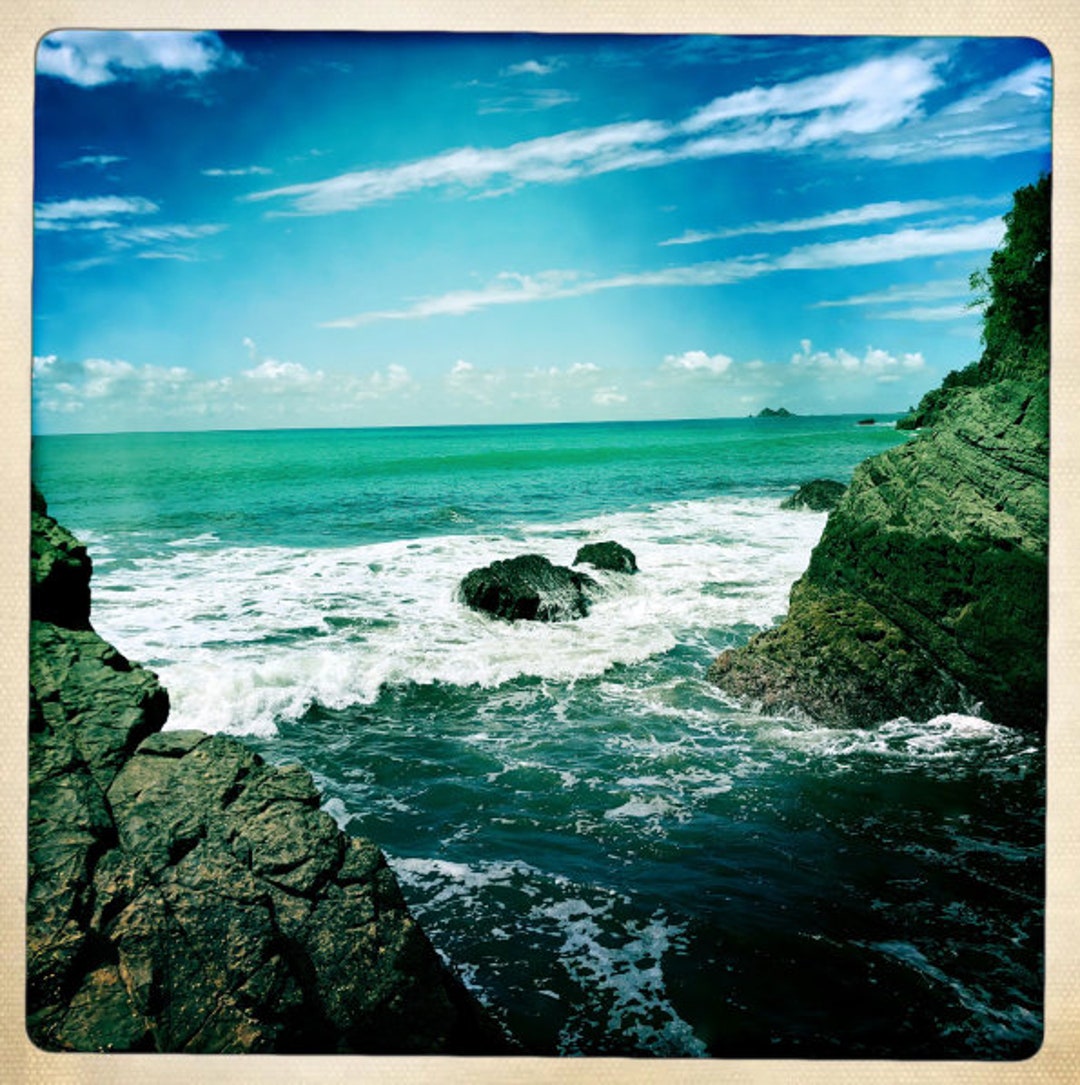 Ocean Waves Photo Print White Caps Rock Cliff Costa Rica Alcove ...