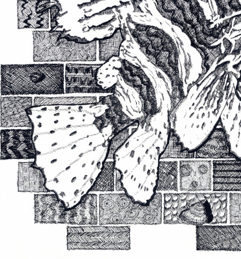 Pez León en una pared de ladrillos pluma y tinta original arte - Etsy ...