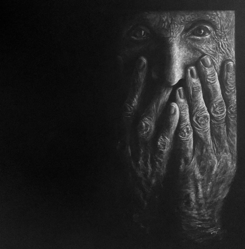 Original Drawing of Eldery Woman With Wrinkled Hands. White | Etsy