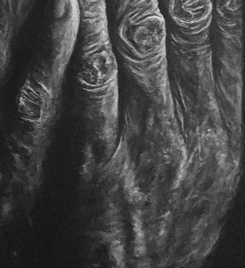 Original Drawing of Eldery Woman With Wrinkled Hands. White - Etsy