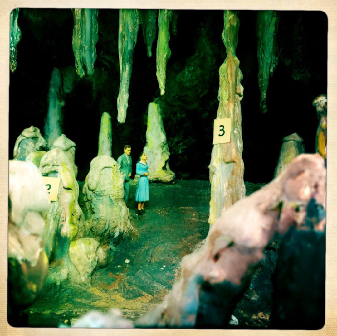 Diorama Photo Print Cave Miniature 1950's People on Cave Tour Museum ...