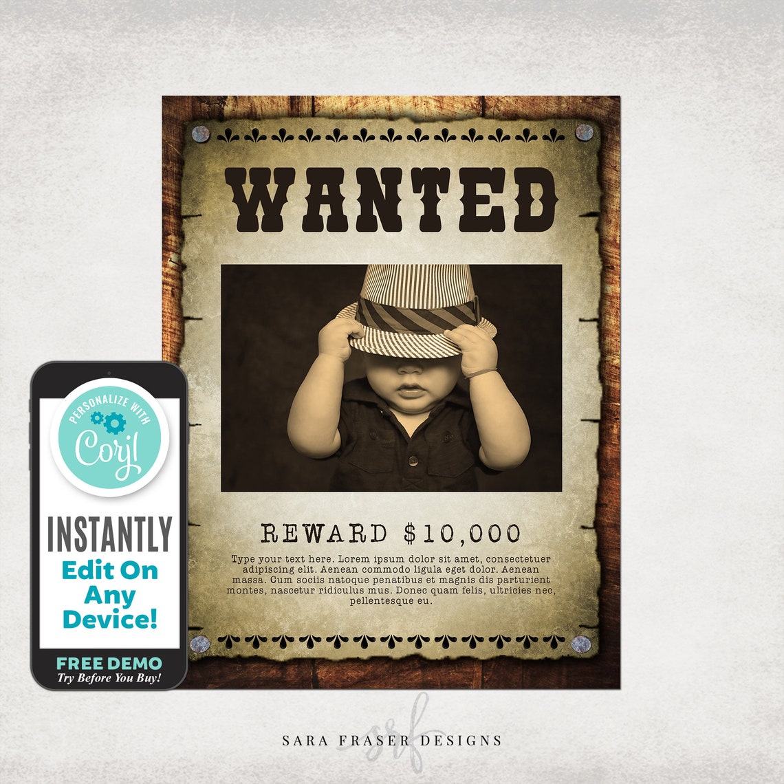 Wanted Poster Template 8.5x11 Western Photo (Download Now) - Etsy