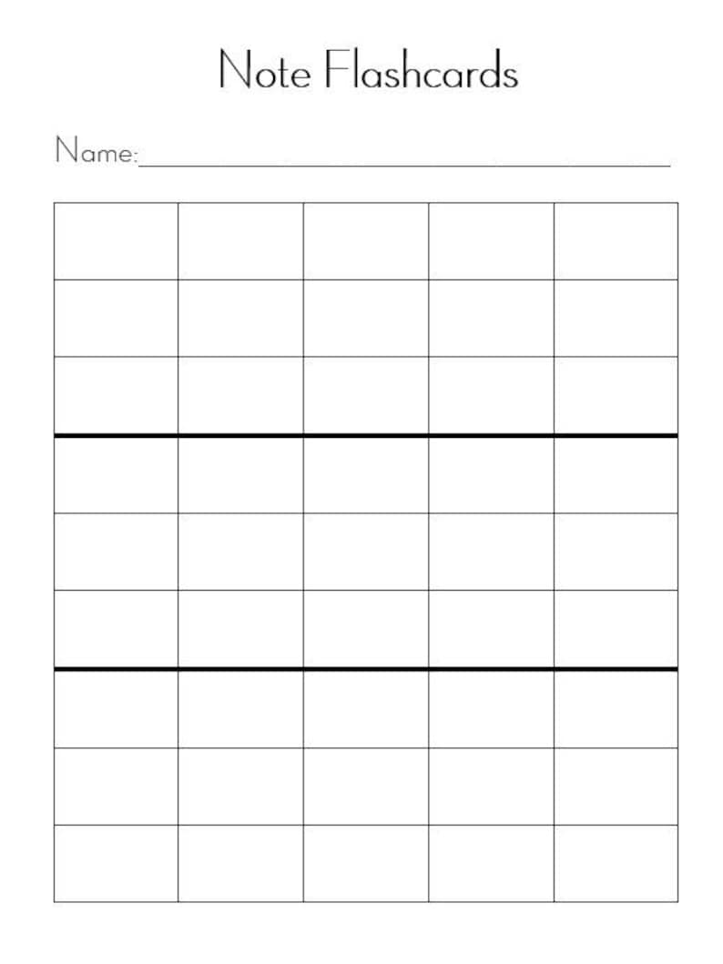 Treble & Bass Clef Note Flashcards With Coordinating Piano Key (DIGITAL ...