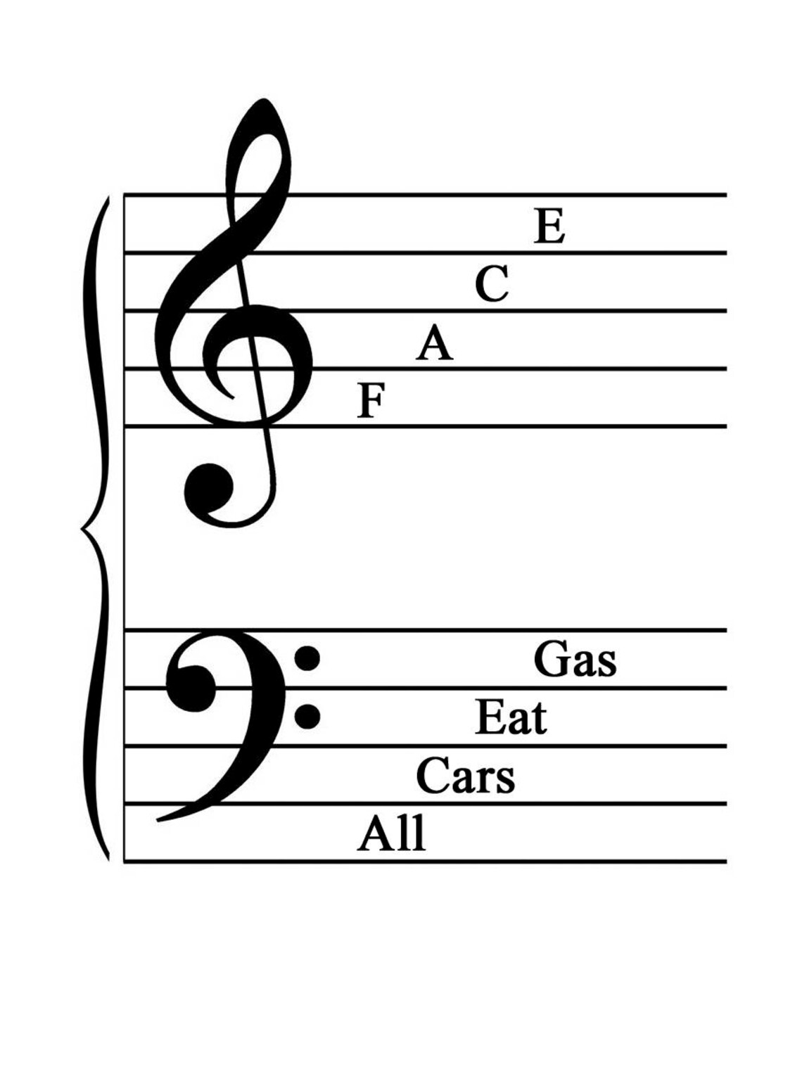 Treble & Bass Clef Note Flashcards With Coordinating Piano Key | Etsy