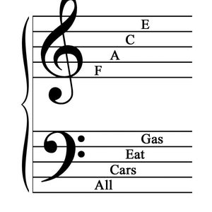Treble & Bass Clef Note Flashcards With Coordinating Piano Key (DIGITAL ...