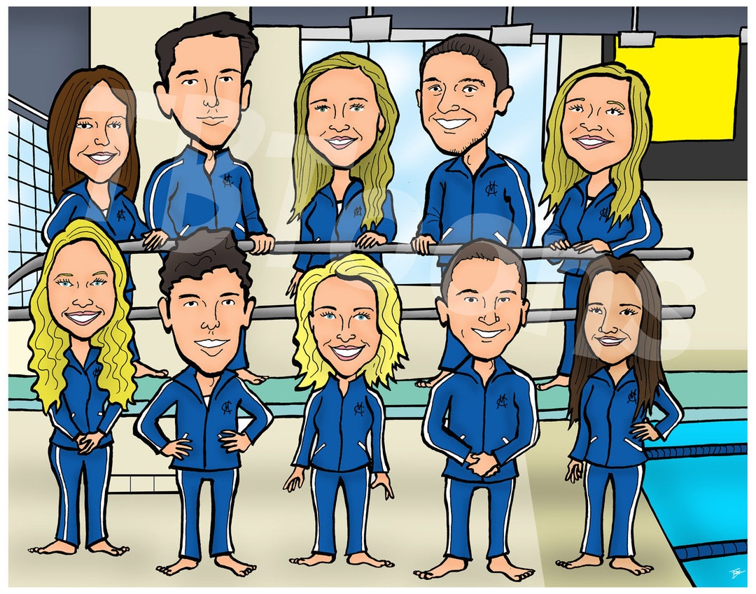 SPORTS Team CARICATURE Portrait Drawing From Photo / Custom Digital ...