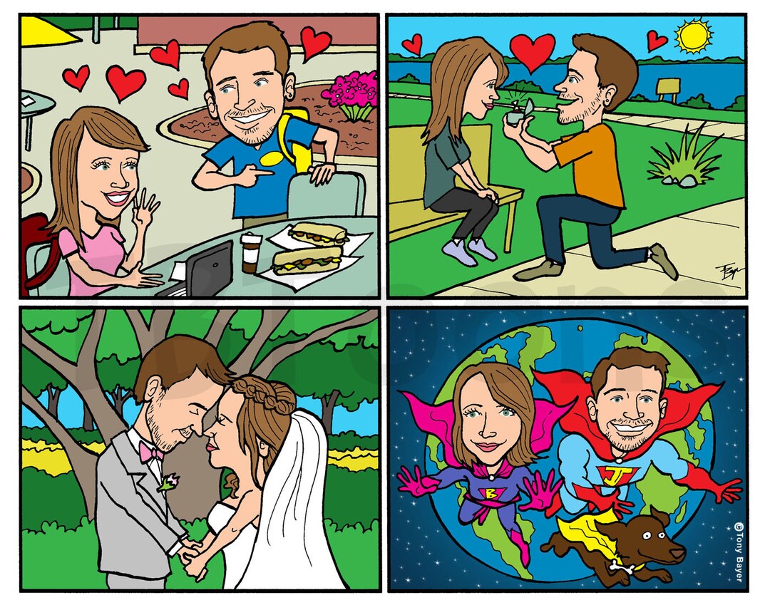 Custom COMIC STRIP Drawing Commission Personalized Cartoon Caricature ...