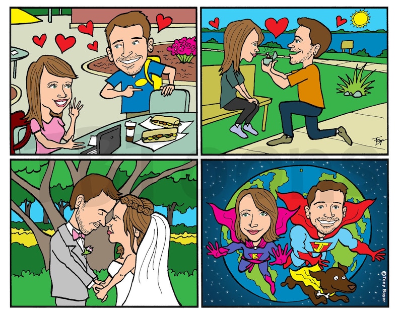 Custom COMIC STRIP Cartoon Personalized Drawing Digital - Etsy