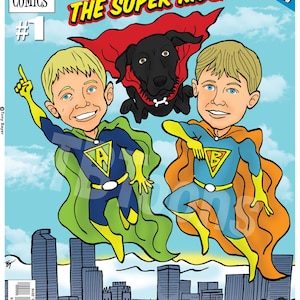 Custom Comic Book Cover / Superhero Cartoon Caricature Drawing From ...