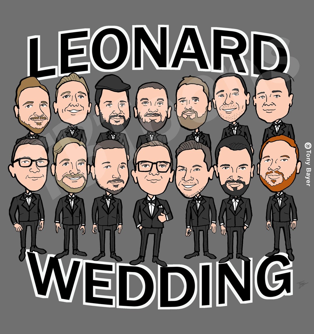 Groomsmen Bridesmaid Caricature, Wedding Bachelor Party Group Cartoon ...