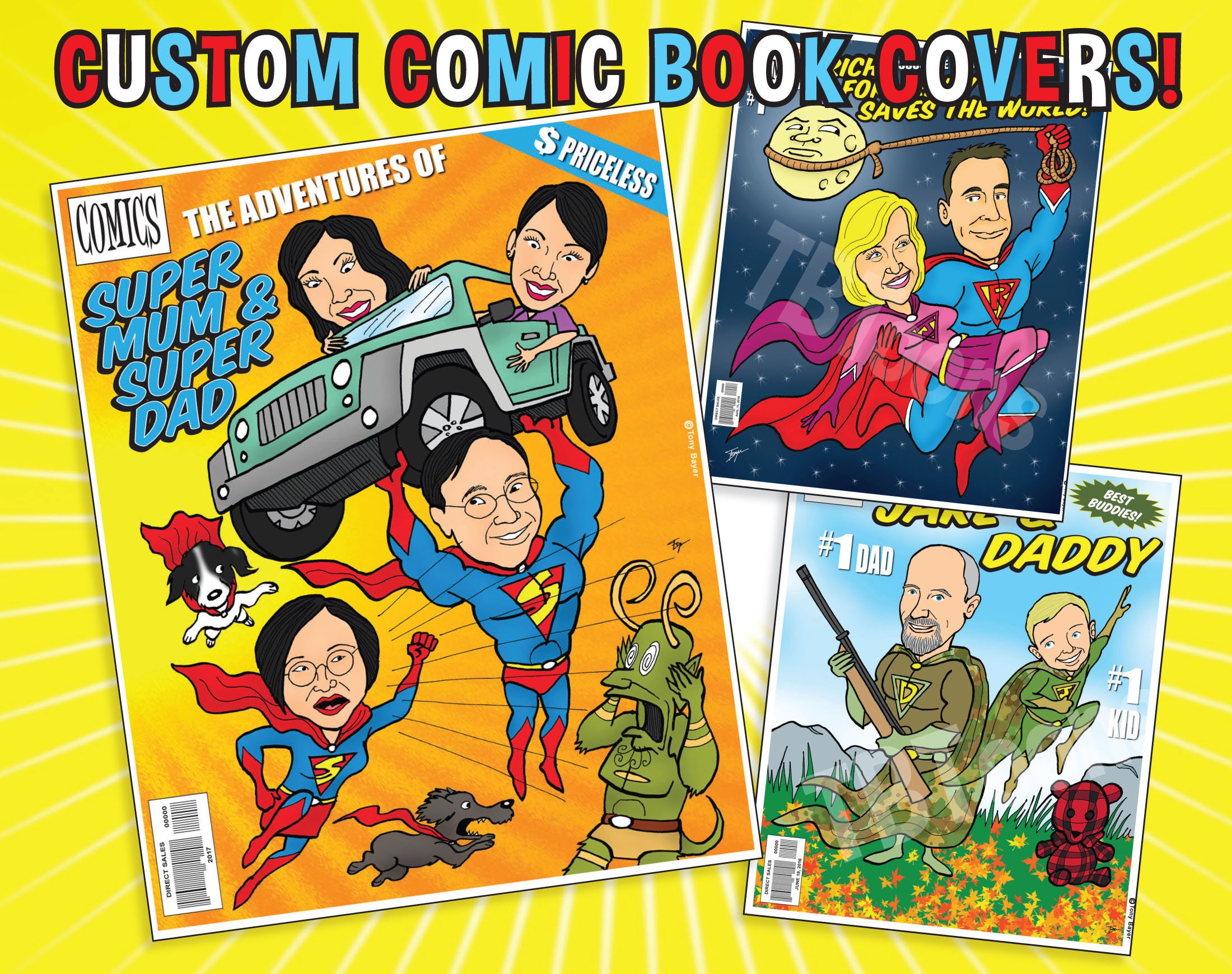 Custom Comic Book Cover SUPERHERO CARICATURE of Family | Etsy