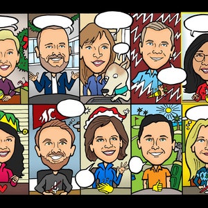 Custom Caricature (8-16ppl) Group Drawing From Photo, Personalized ...