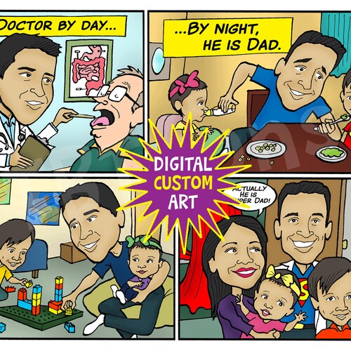 Custom COMIC STRIP Cartoon Personalized Drawing Digital - Etsy
