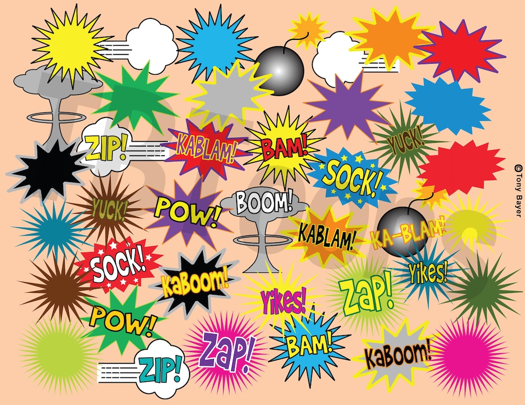 Starbursts Superhero Clipart Comic Book Bursts / Bubbles Photo Booth ...