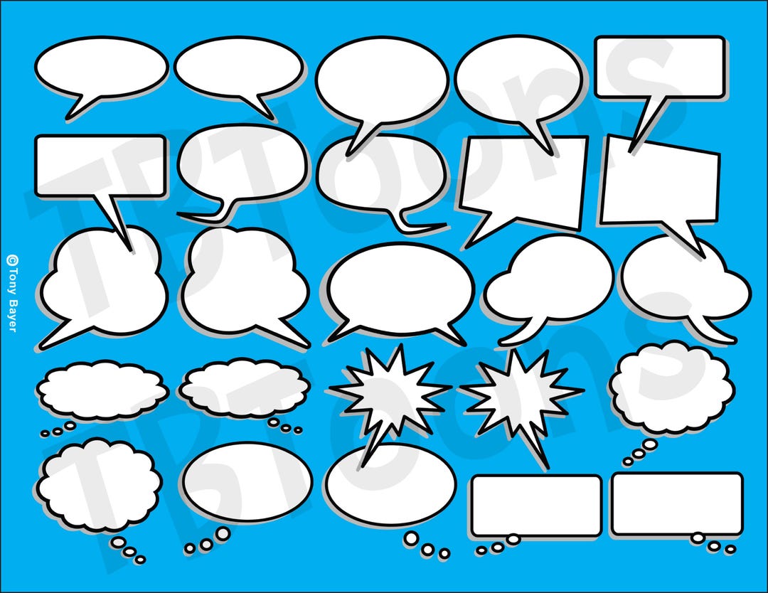 Speech Talk Chat Thought Bubbles Photo Booth Clipart - 25 Digital ...